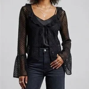 Jolie & Joy by FCT With Love | Tops | Jolie Joy Black Crochet Bell ...